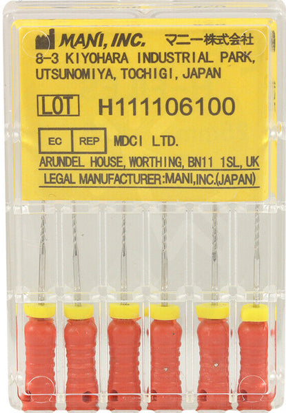 Mani HF2525 Endodontic Hedstrom Files 25mm #25 ISO Colored Stainless S ...